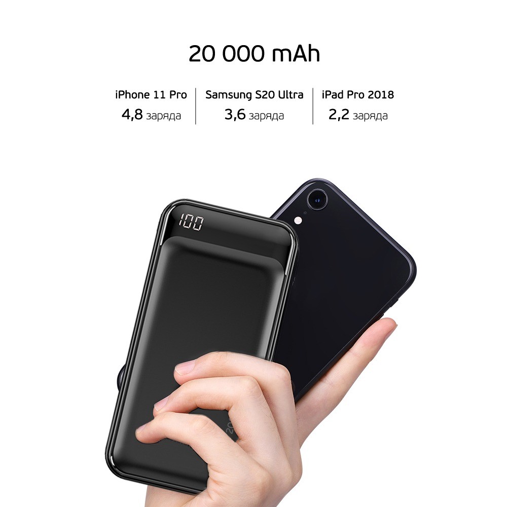 Купить Аккумулятор Deppa NRG Turbo Compact 20000 mAh, черный | Мелеон