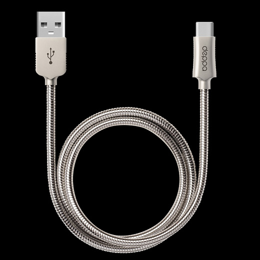Купить Дата-кабель Metal USB - Type-C, алюминий, 1.2м, стальной , Deppa ...
