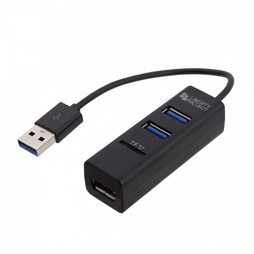 Купить USB 2.0 HUB «LP» хаб на 3 USB + TF (черный) | Мелеон