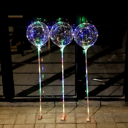 Светящийся воздушный шар на палочке и с Led-гирляндой